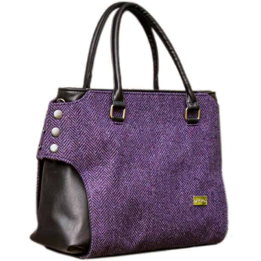 Irish Tweed Emily Handbag – Purple Herringbone – Celtic Clothing Company