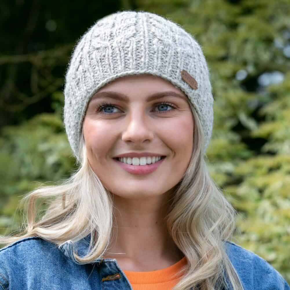 Irish Wool Beanie For Women – Oatmeal – Celtic Clothing Company