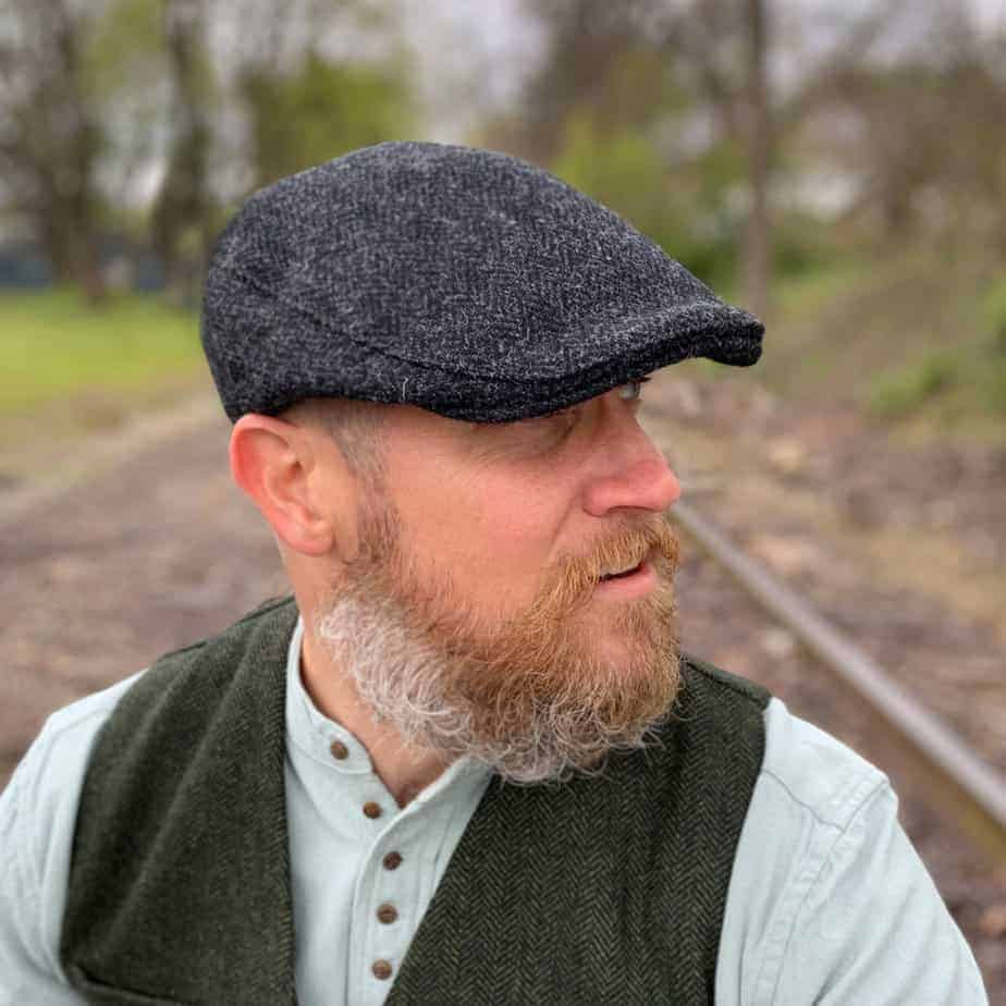 Traditional Irish Touring Cap – Dark Gray Herringbone – Celtic Clothing Company