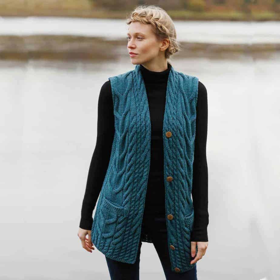 Women’s Aran Wool Waistcoat – Celtic Clothing Company