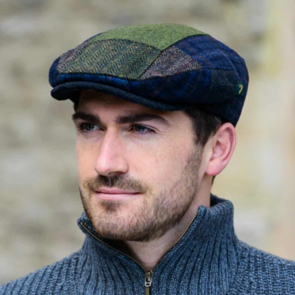 Traditional Irish Tweed Flat Cap – Patchwork – Celtic Clothing Company