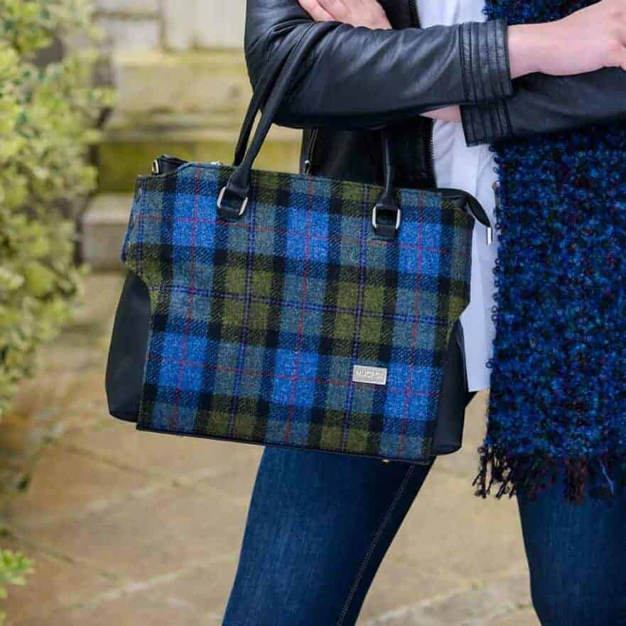 Irish Tweed Emily Handbag – Blue, Green Plaid – Celtic Clothing Company