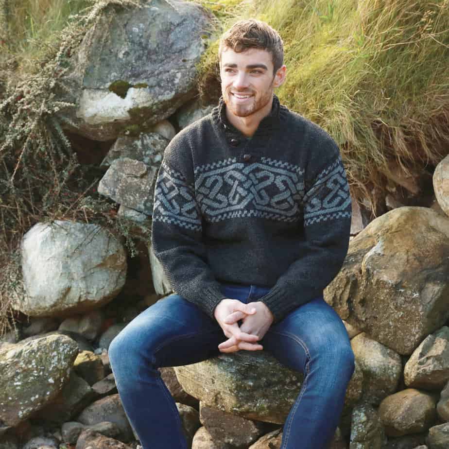 Celtic Knot Sweater For Men – Gray – Celtic Clothing Company