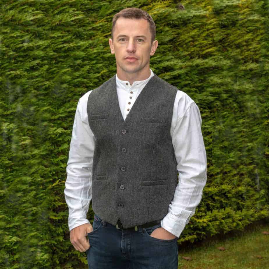 Tweed Vest for Men – Gray – Celtic Clothing Company