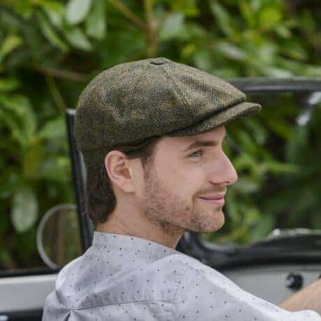 Traditional Donegal Tweed Driving Cap - Green | Celtic Clothing Company