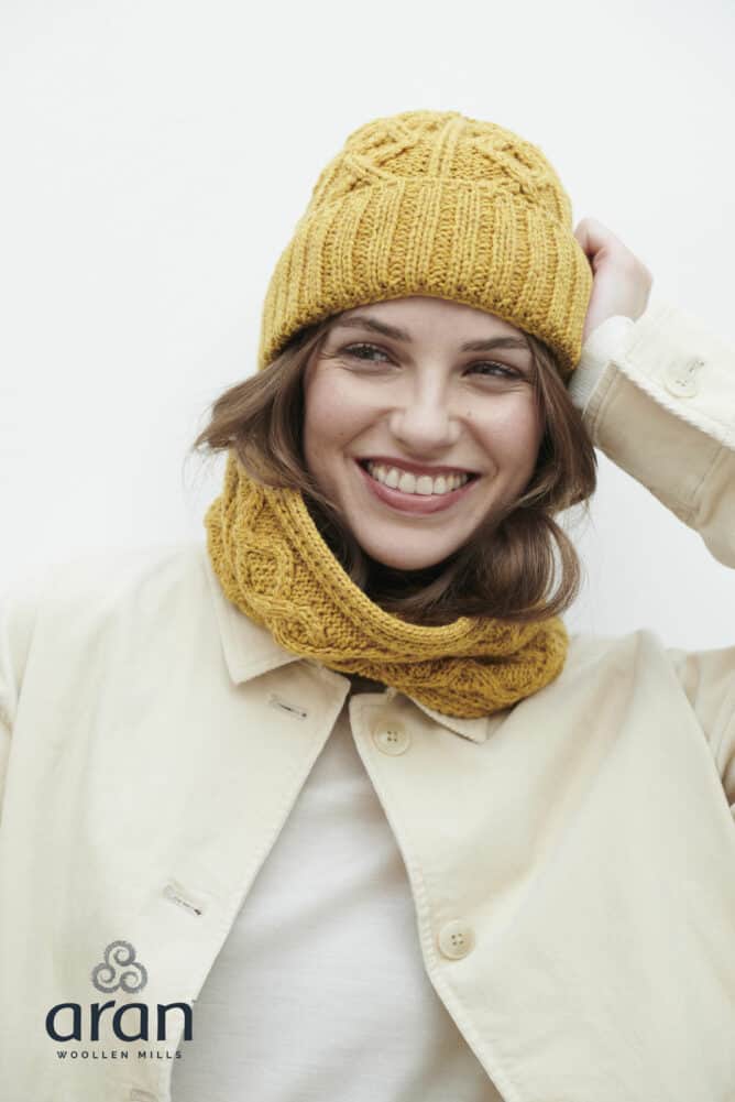 Diamond Cable Knit Hat – Yellow – Celtic Clothing Company