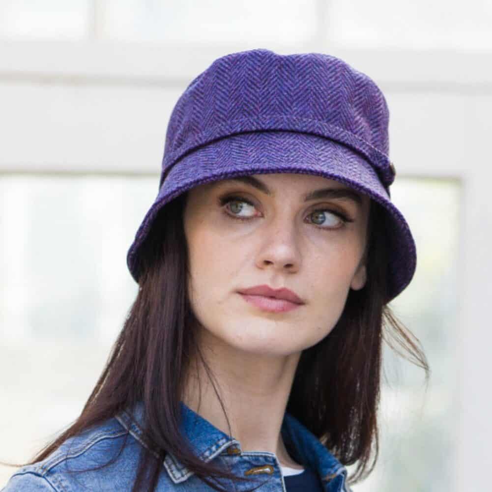 Irish Tweed Emily Hat – Purple Herringbone – Celtic Clothing Company