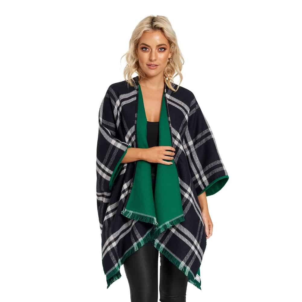Irish Plaid Shawl – Navy And Green – Celtic Clothing Company