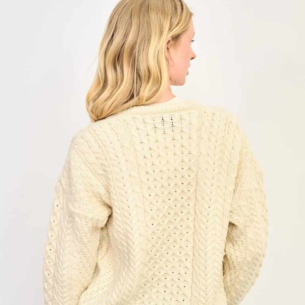 Ladies Irish Wool Cardigan – Natural – Celtic Clothing Company