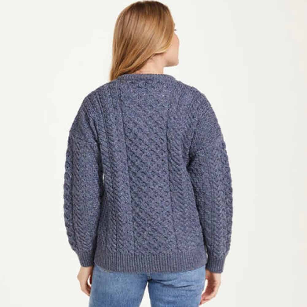 Ladies Irish Wool Cardigan – Marl Blue – Celtic Clothing Company
