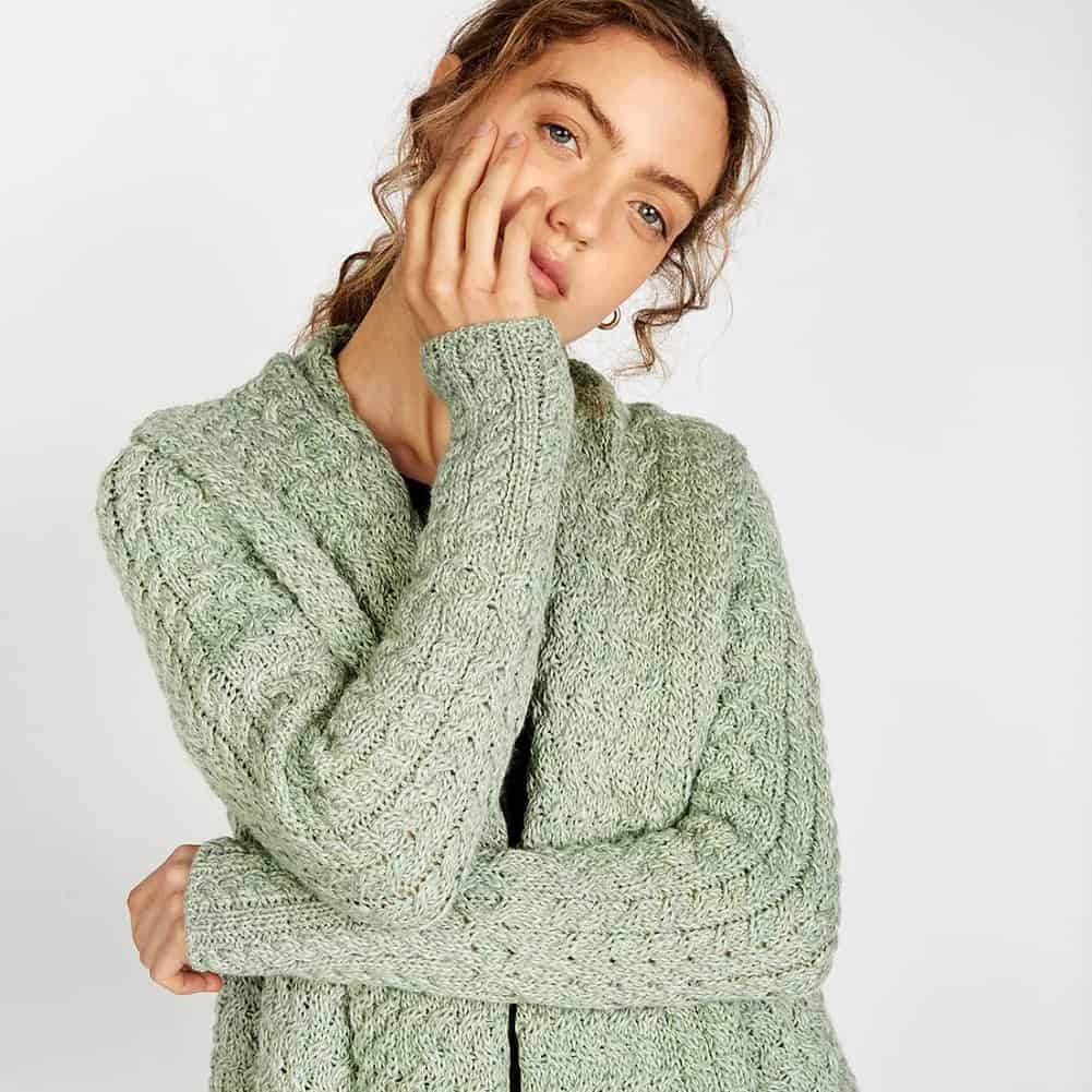 Women’s Draped Open-Front Cardigan – Sage – Celtic Clothing Company
