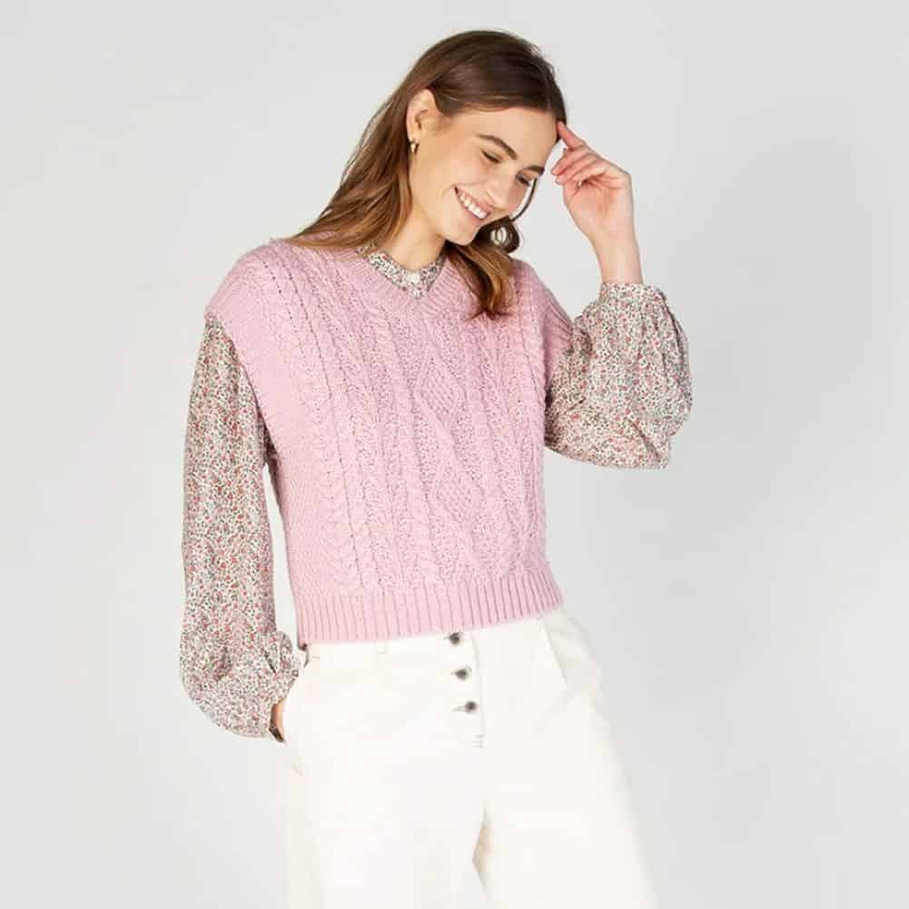 Ladies’ V-Neck Diamond Vest – Pink – Celtic Clothing Company