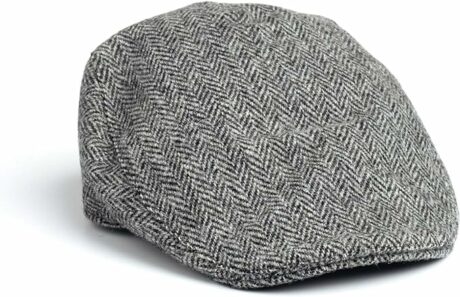 Traditional Irish Touring Cap – Gray Herringbone – Celtic Clothing Company