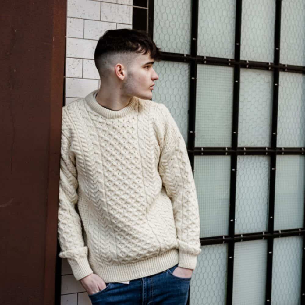 Classic Irish Wool Sweater – Natural – Celtic Clothing Company