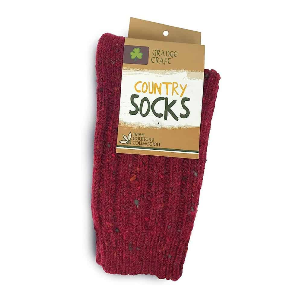 Irish Country Women’s Wool Socks – Red – Celtic Clothing Company
