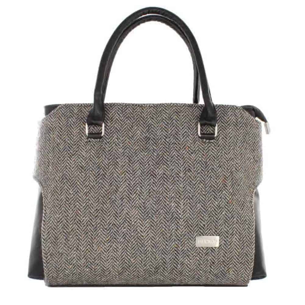 Irish Tweed Emily Handbag – Gray Herringbone – Celtic Clothing Company