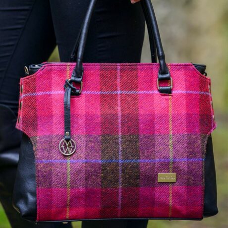Irish Tweed Emily Handbag – Pink Check – Celtic Clothing Company