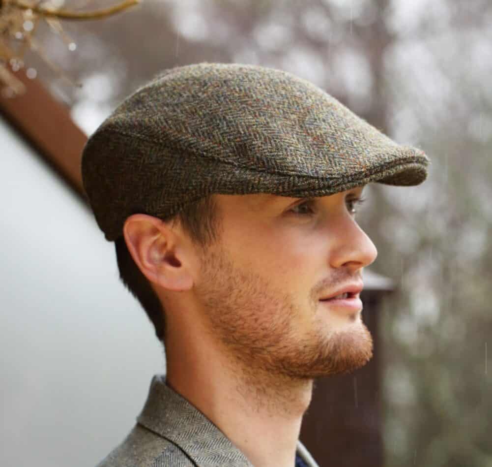 Traditional Irish Touring Cap – Country Green Herringbone – Celtic Clothing Company
