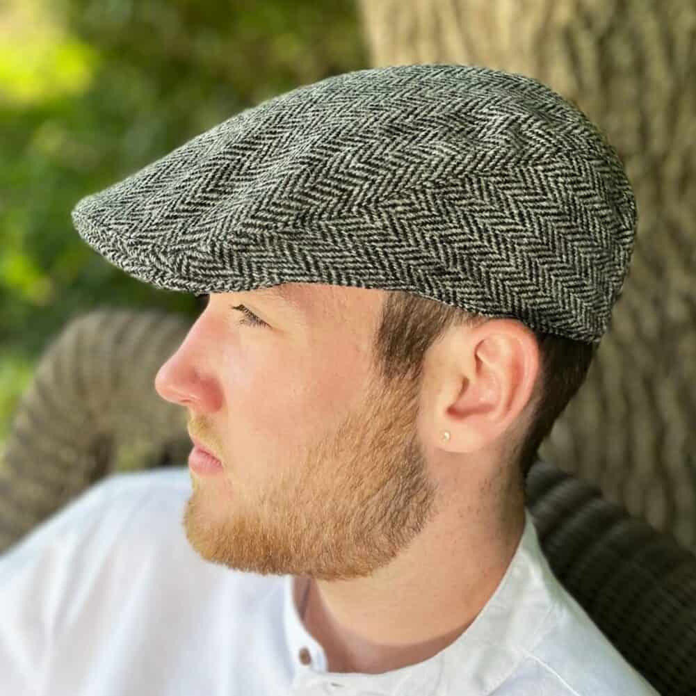 Traditional Irish Touring Cap – Gray Herringbone – Celtic Clothing Company