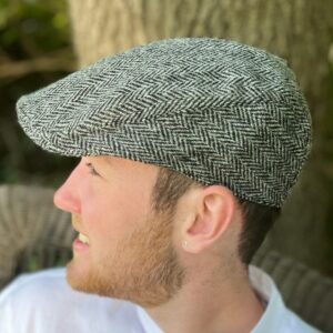 Traditional Irish Touring Cap – Gray Herringbone – Celtic Clothing Company