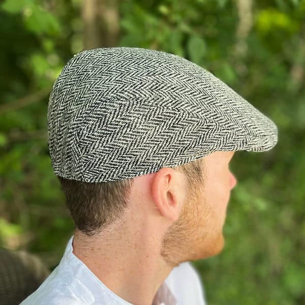 Traditional Irish Touring Cap – Gray Herringbone – Celtic Clothing Company
