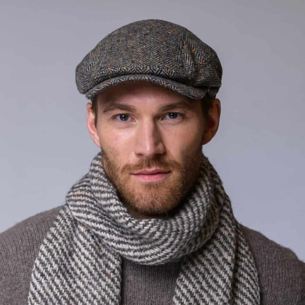 Irish Wool Kerry Cap – Gray Herringbone – Celtic Clothing Company