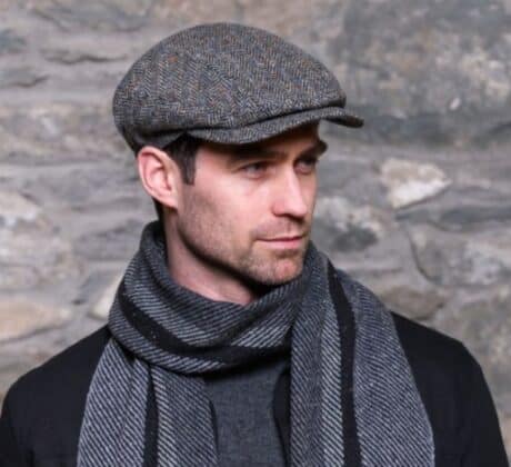 Irish Wool Kerry Cap – Gray Herringbone – Celtic Clothing Company