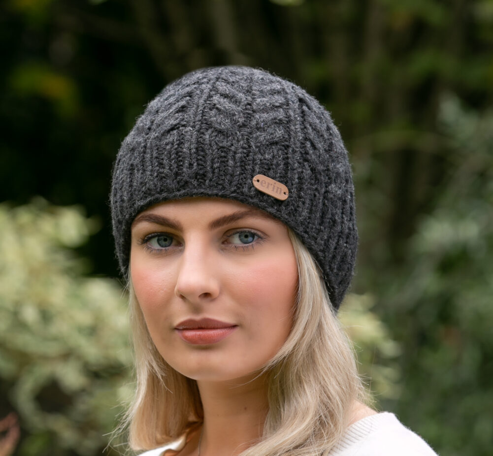 Irish Wool Beanie For Women – Charcoal Gray – Celtic Clothing Company