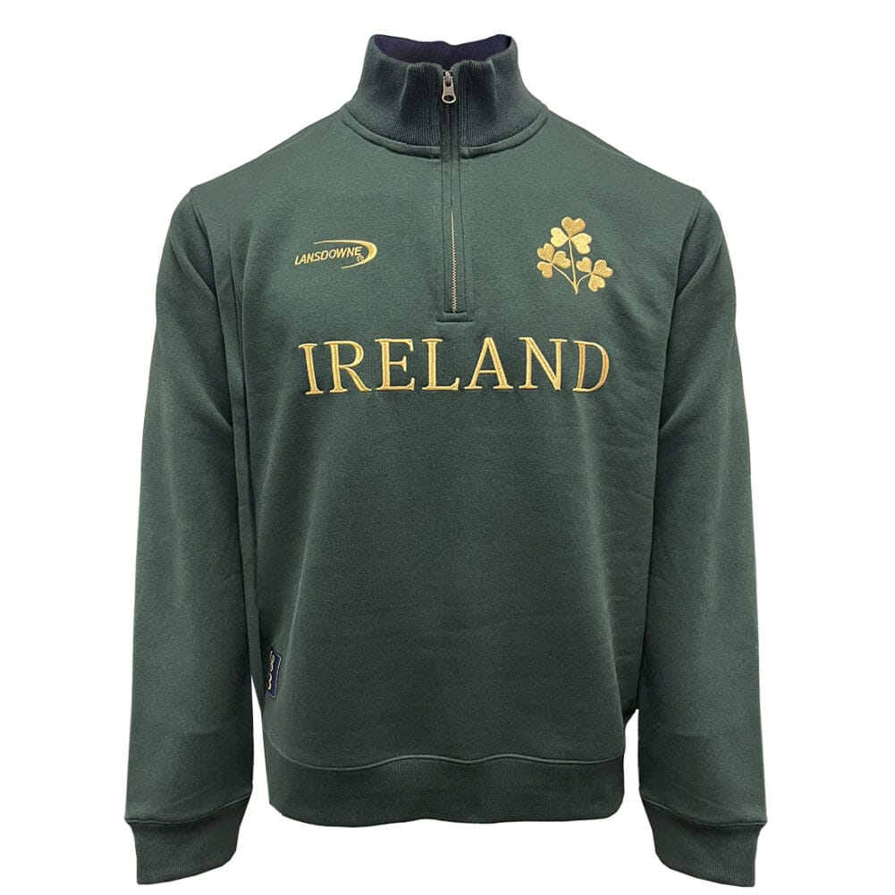 Ireland Quarter Zip Embroidered Sweatshirt – Green – Celtic Clothing ...