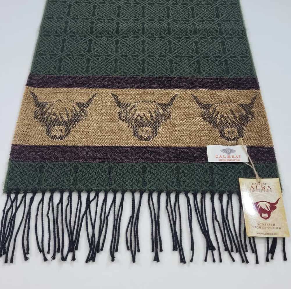 Celtic Scarf With Fringe – Fern Green – Celtic Clothing Company