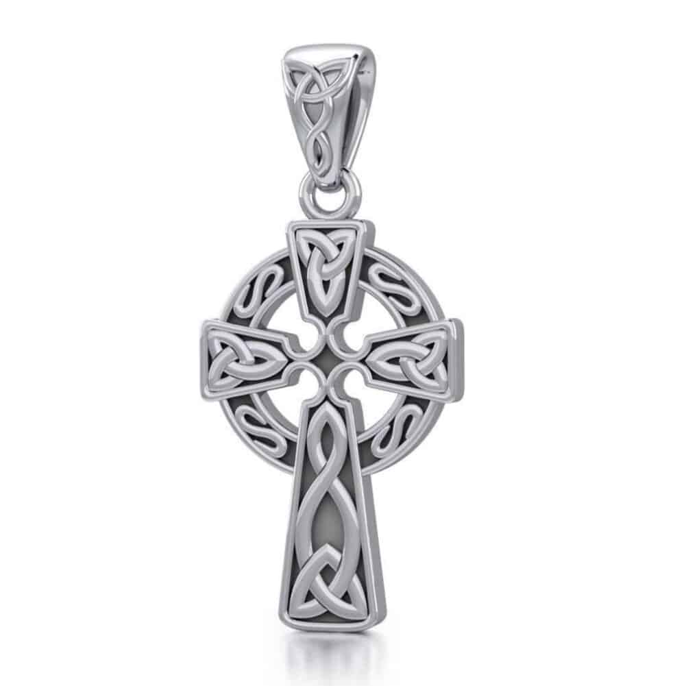 Silver Celtic Cross Pendant – Celtic Knotwork Design – Celtic Clothing ...