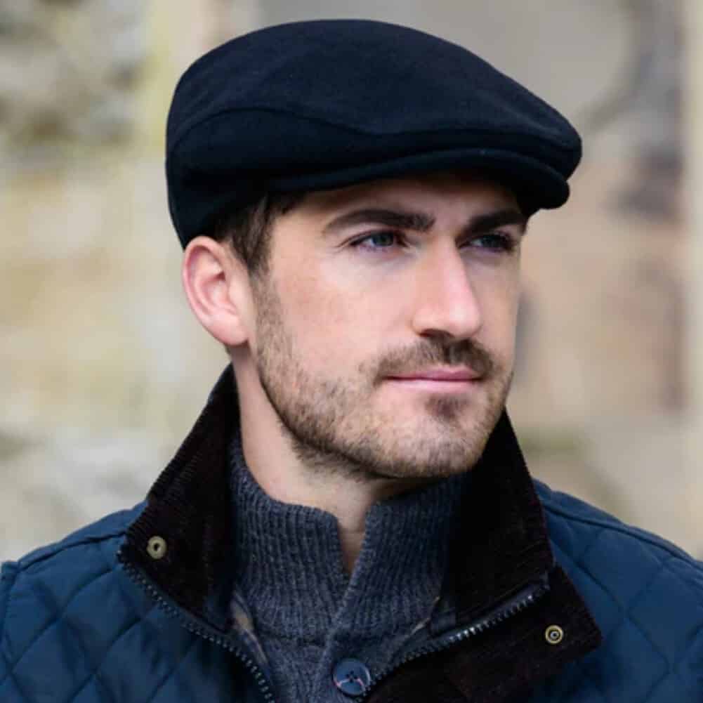 Irish Tweed Trinity Flat Cap – Black – Celtic Clothing Company