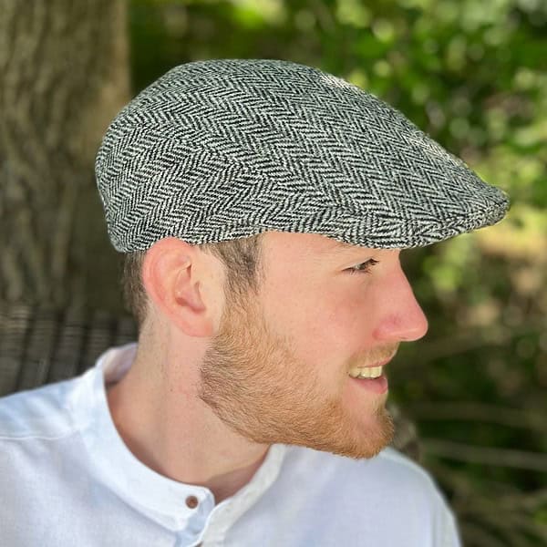 Traditional Irish Touring Cap – Gray Herringbone – Celtic Clothing Company